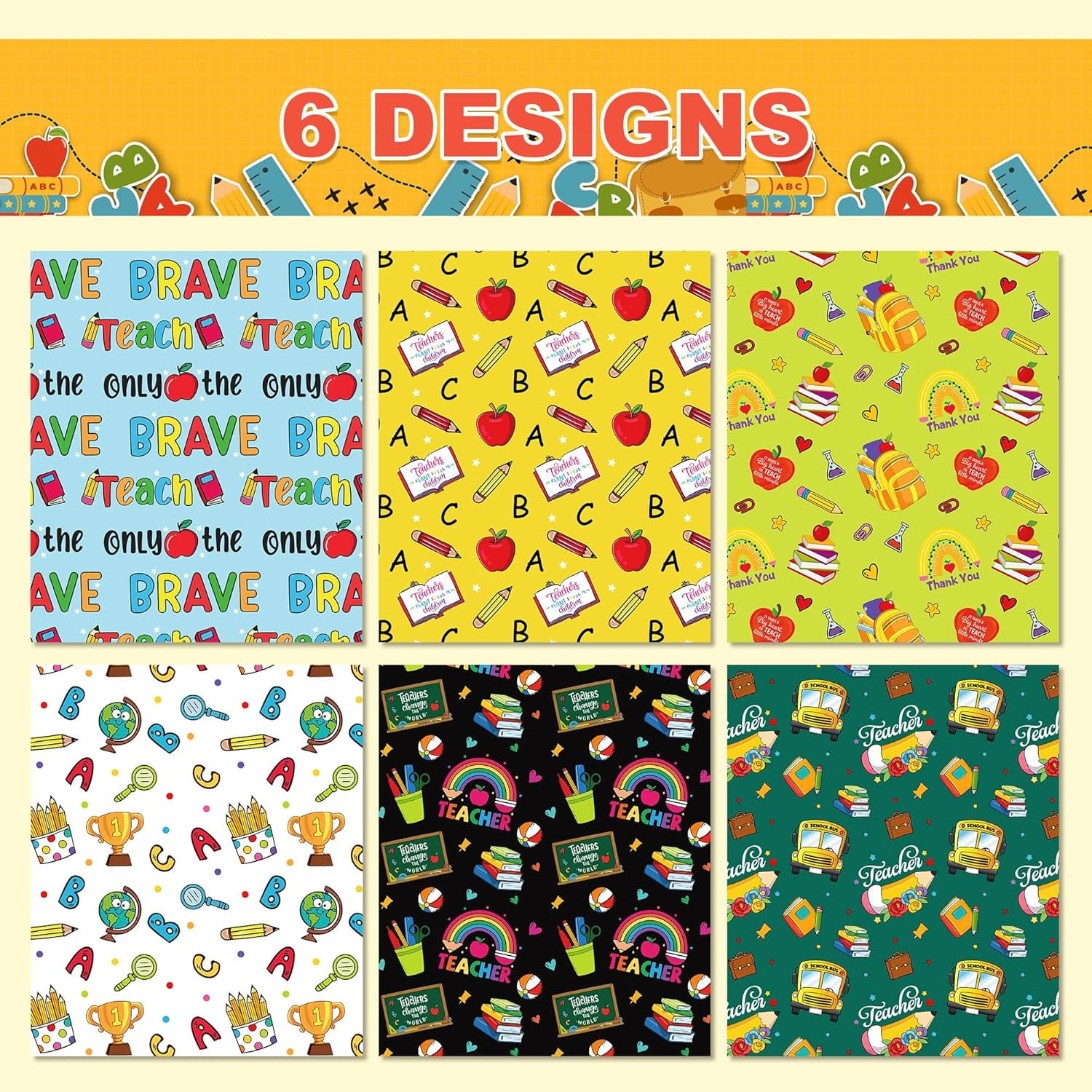 IYFFDFE-12 Sheets Teachers Appreciation DIY Crafts Wrapping Paper ...