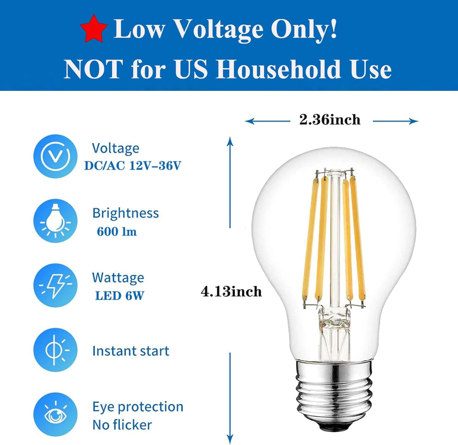 IYFFDFE-12 Volt Edison Bulb E26 12V LED Bulb Warm White 2700K 60W ...
