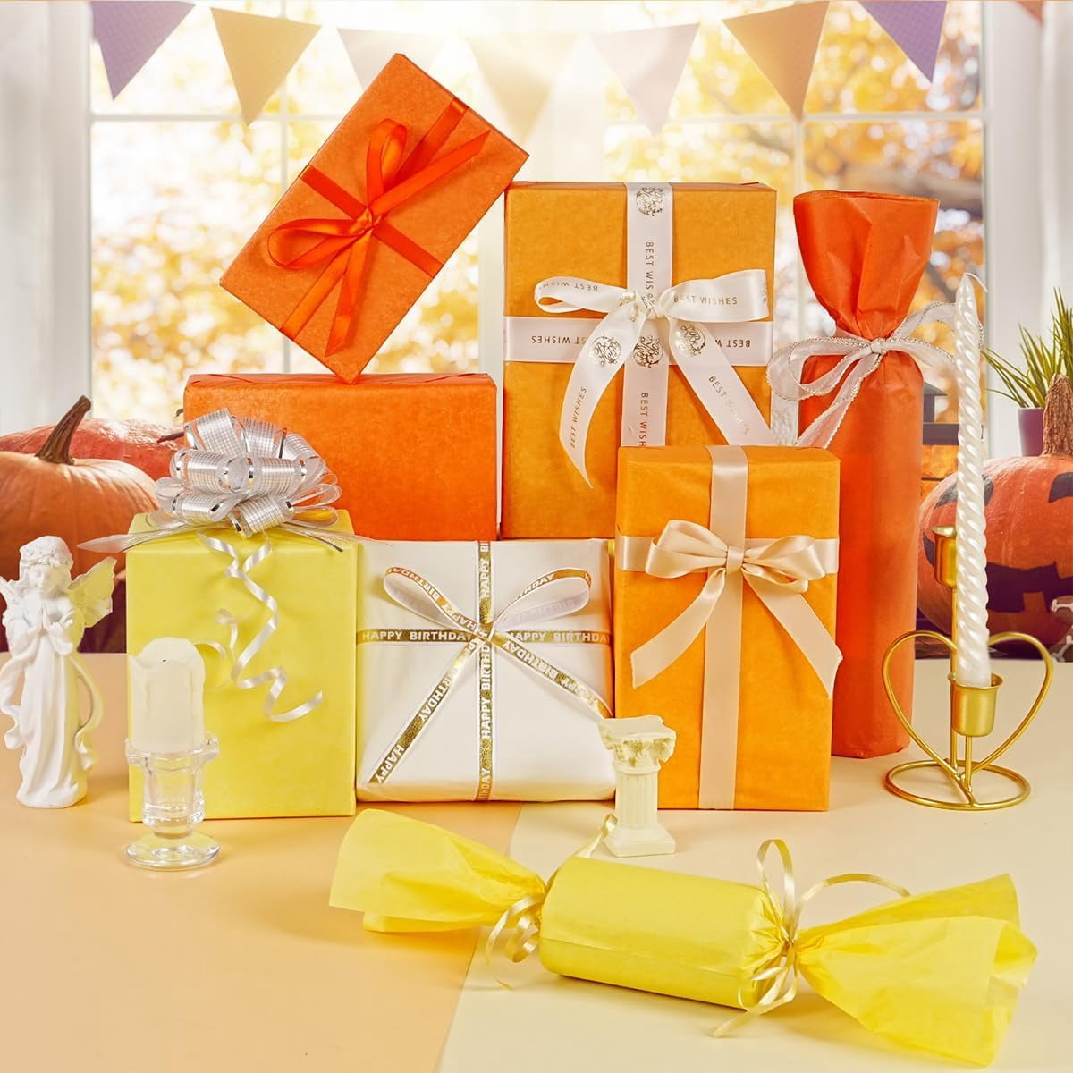 IYFFDFE-120 Sheets Orange Yellow Tissue Paper, 14 × 20” Gift Tissue ...