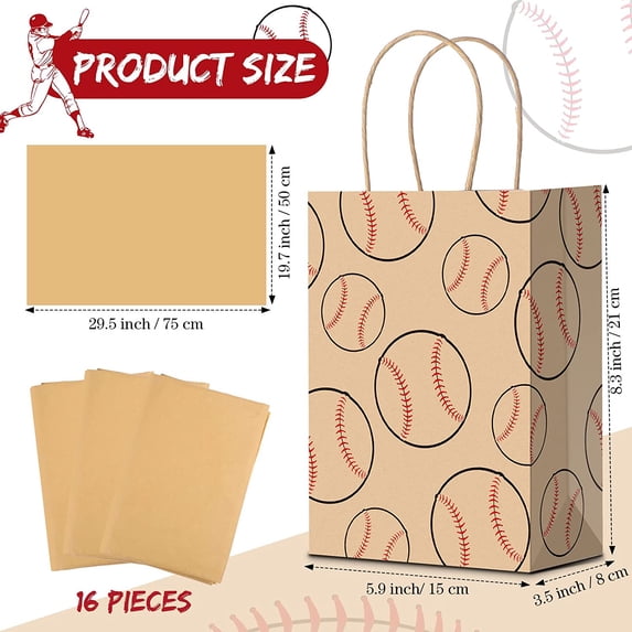 IYFFDFE-16 Pieces Baseball Gift Bags with Tissue Paper Football Bags ...