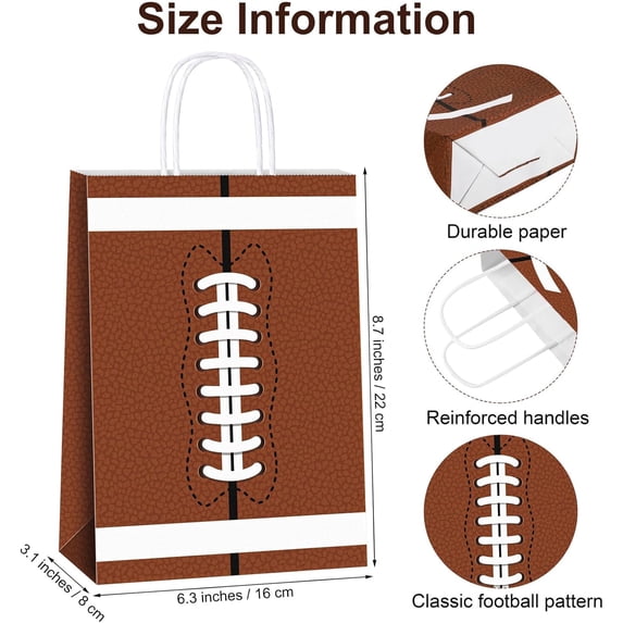 IYFFDFE-16 Pieces Football Gift Bags with Handles Football Paper Goodie ...