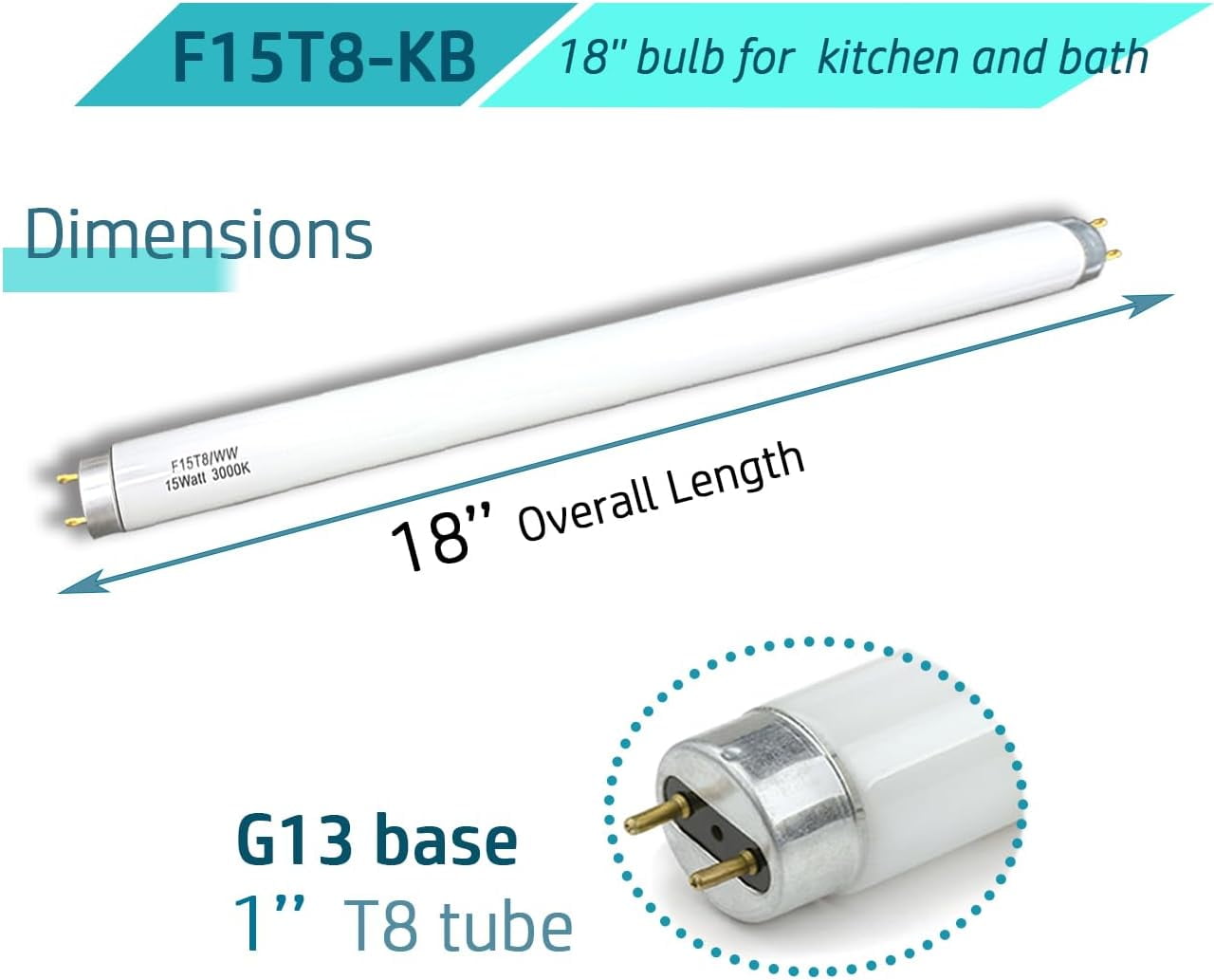 IYFFDFE-(18inch) F15T8/WW Fluorescent Bulb 15Watt Soft White F15W-T8-KB ...