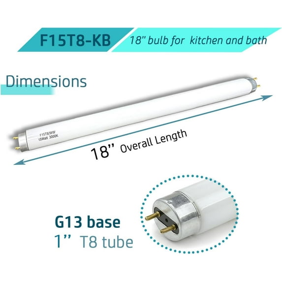 IYFFDFE-(18inch) F15T8/WW Fluorescent Bulb 15Watt Soft White F15W-T8-KB ...