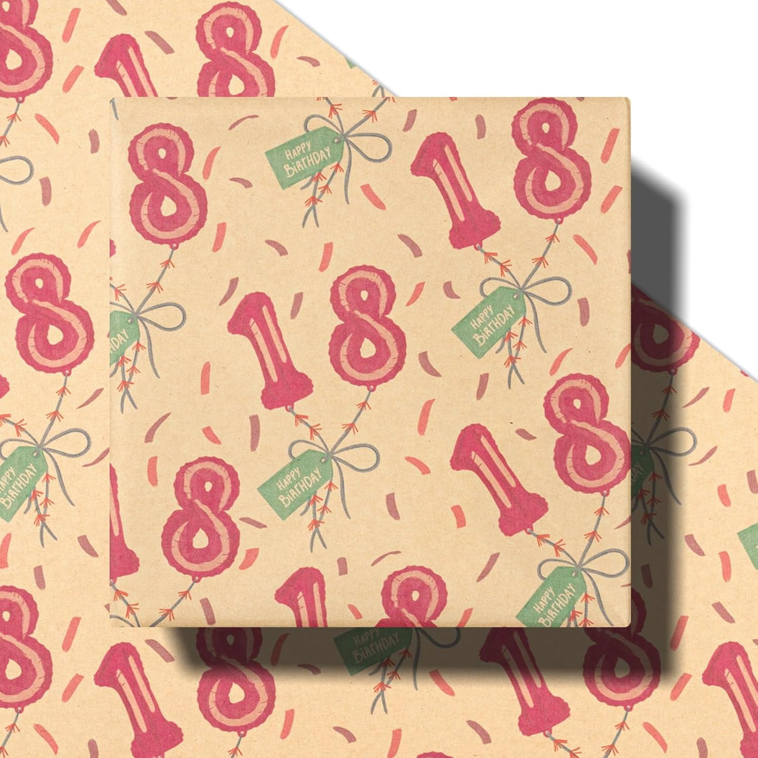 IYFFDFE-18th Birthday Wrapping Paper for Girls, Mini Roll, Pink Number ...