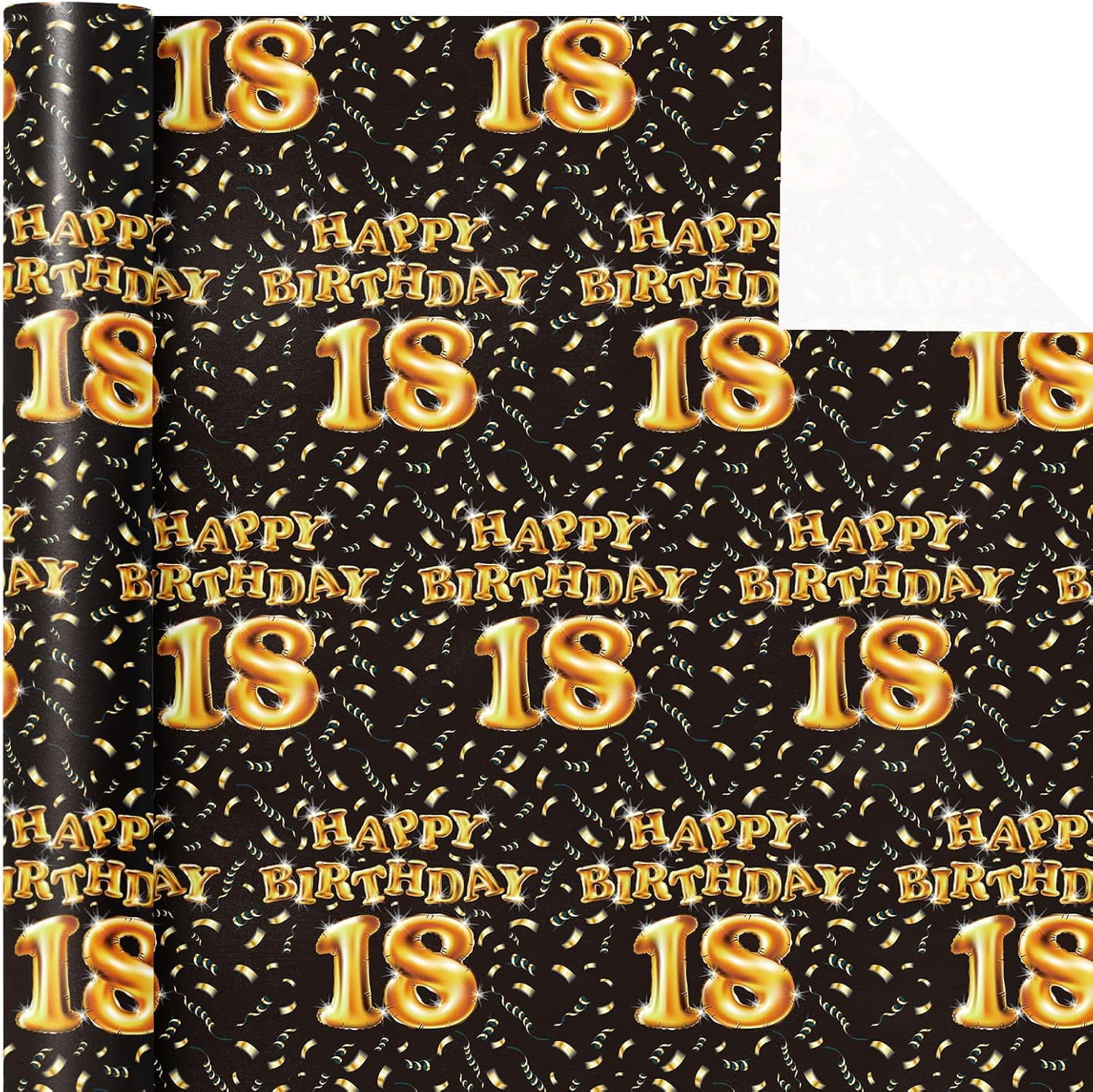 IYFFDFE-18th Birthday Wrapping Paper Roll - Mini Roll - 17 Inch x 16.5 ...