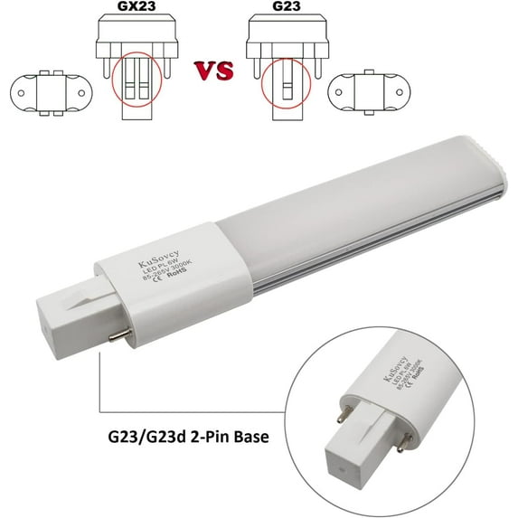 IYFFDFE-2-Pack 6W G23 LED Bulbs PL-S 13W Equivalent CFL Lamp 180 Degree ...