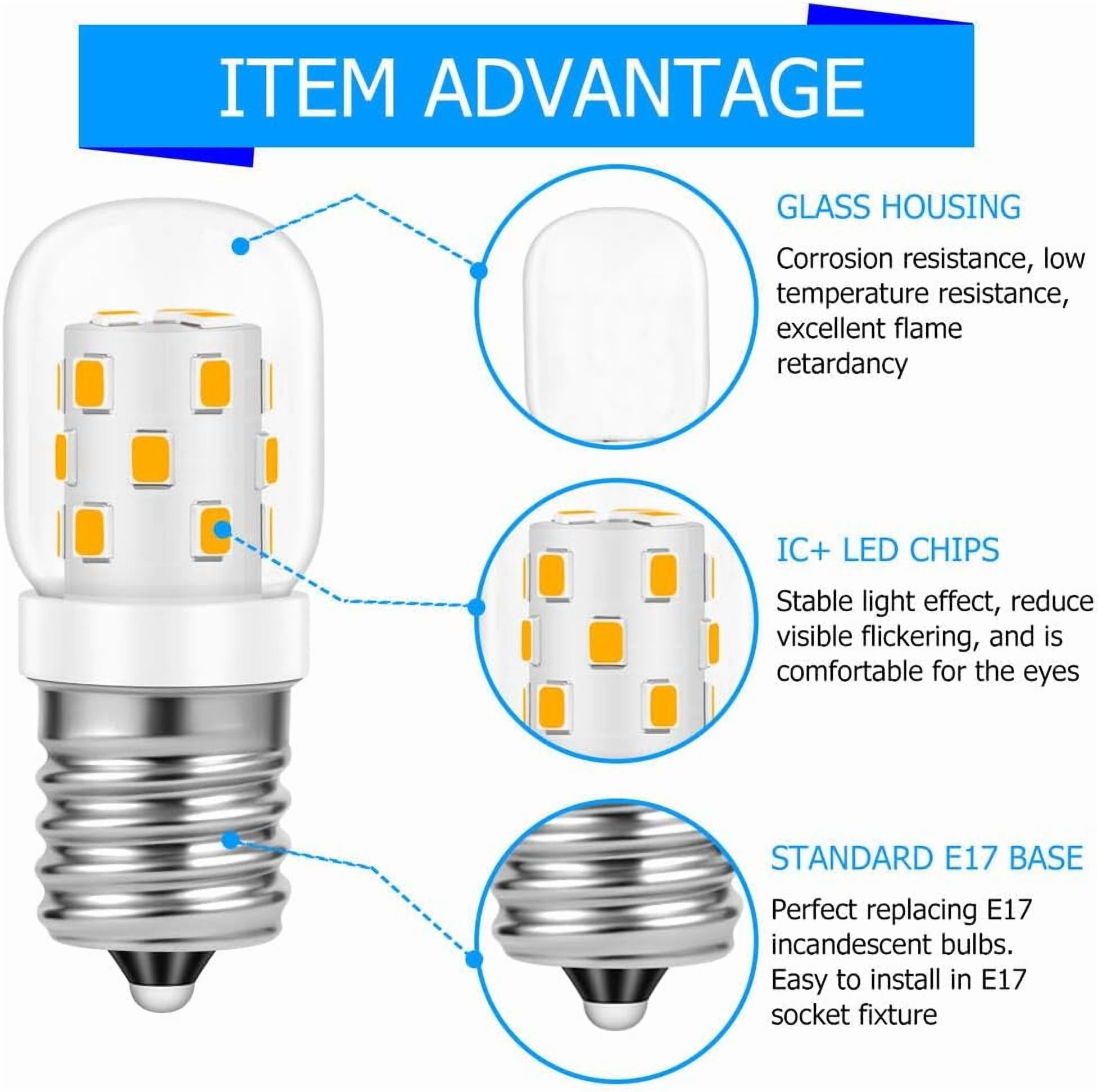 IYFFDFE-2 Pack AC 125V E17 Base3W T7 Microwave Dimmable LED Light Bulb ...