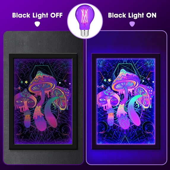 IYFFDFE-2 Pack Filament LED A19 Black Light Bulbs,6W (60W Equivalent ...