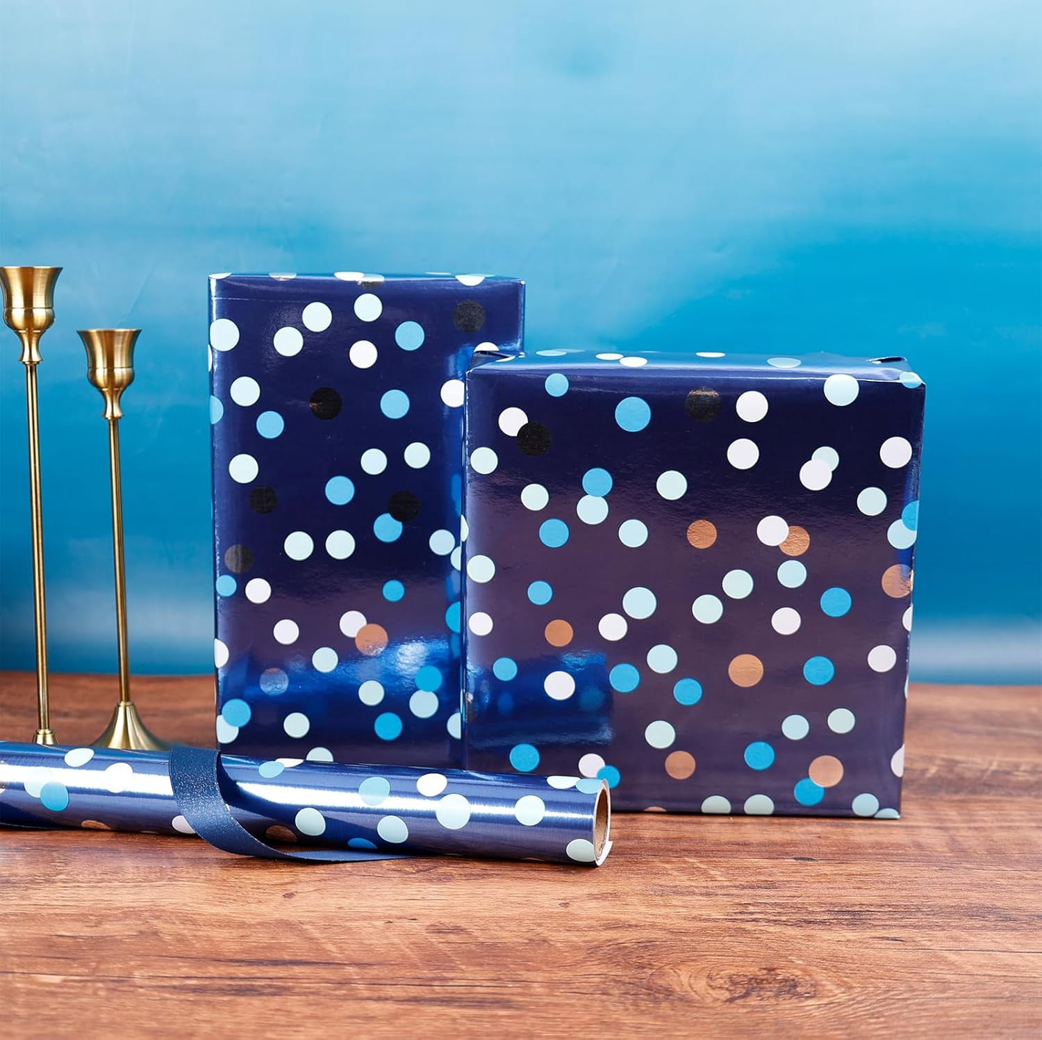 IYFFDFE-2-Pack Metallic Hanukkah Theme Gifts Wrap Design, Chanukah Roll ...