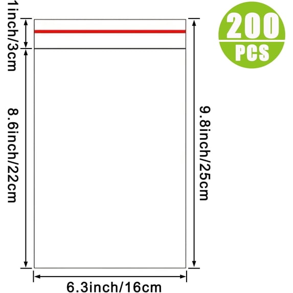 IYFFDFE-200 Pcs 6"x9" Inches Self Sealing Cellophane BagsClear ...
