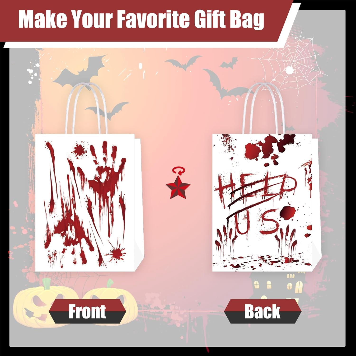 IYFFDFE-24PCS Bloody in Good Time Party Favors Halloween Bloody Bags ...