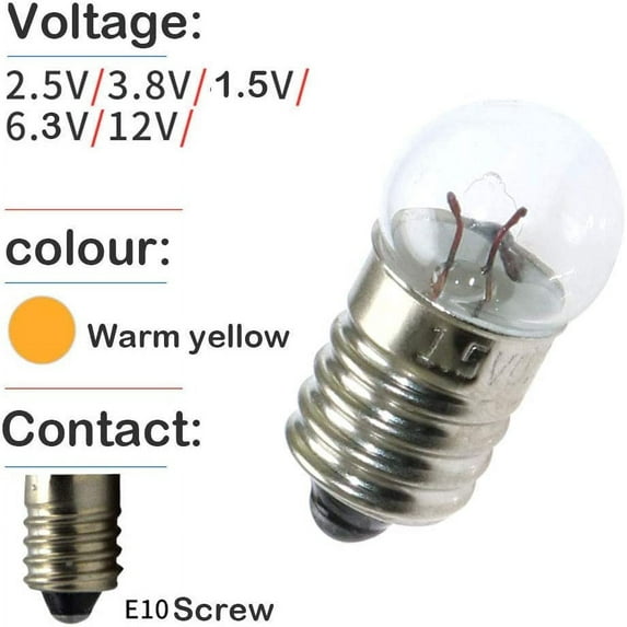IYFFDFE-25pcs E10 Mini Light Bulbs 1.5V 0.3A Physical Electrical ...