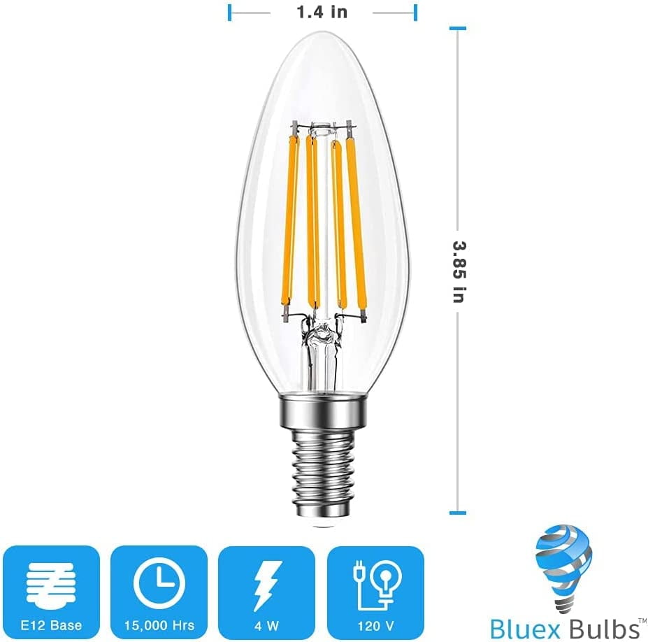 IYFFDFE-3 Pack E12 Filament LED Blue Light Bulbs – E12 Candelabra Bulb ...