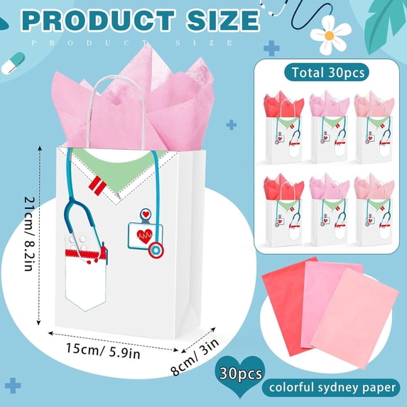 IYFFDFE-30 Pcs Thanksgiving Nurse Gift Bags with 30 Wrapping Tissue ...