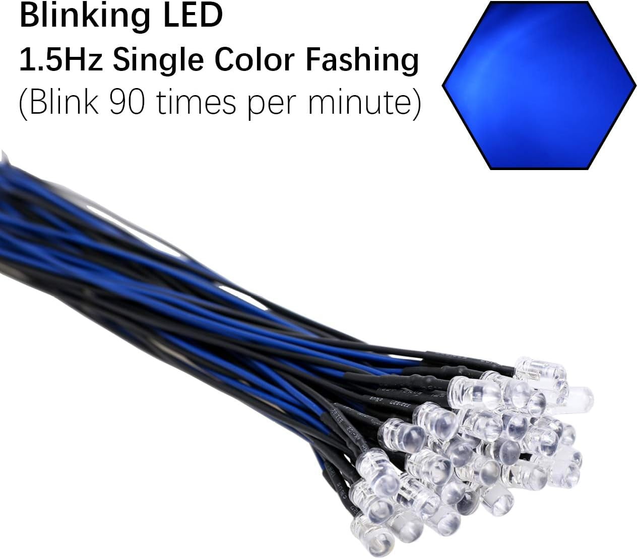 IYFFDFE-30pcs 12 Volt 5mm Blue Blinking LED Lights Emitting Diodes (1 ...