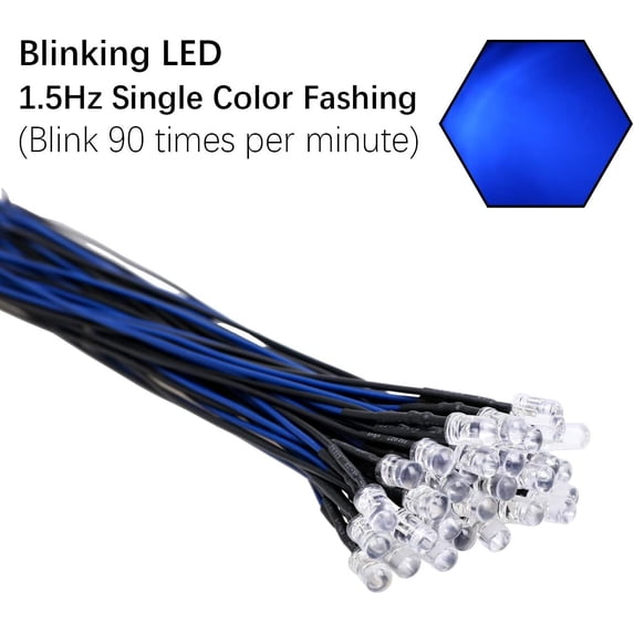 IYFFDFE-30pcs 12 Volt 5mm Blue Blinking LED Lights Emitting Diodes (1 ...