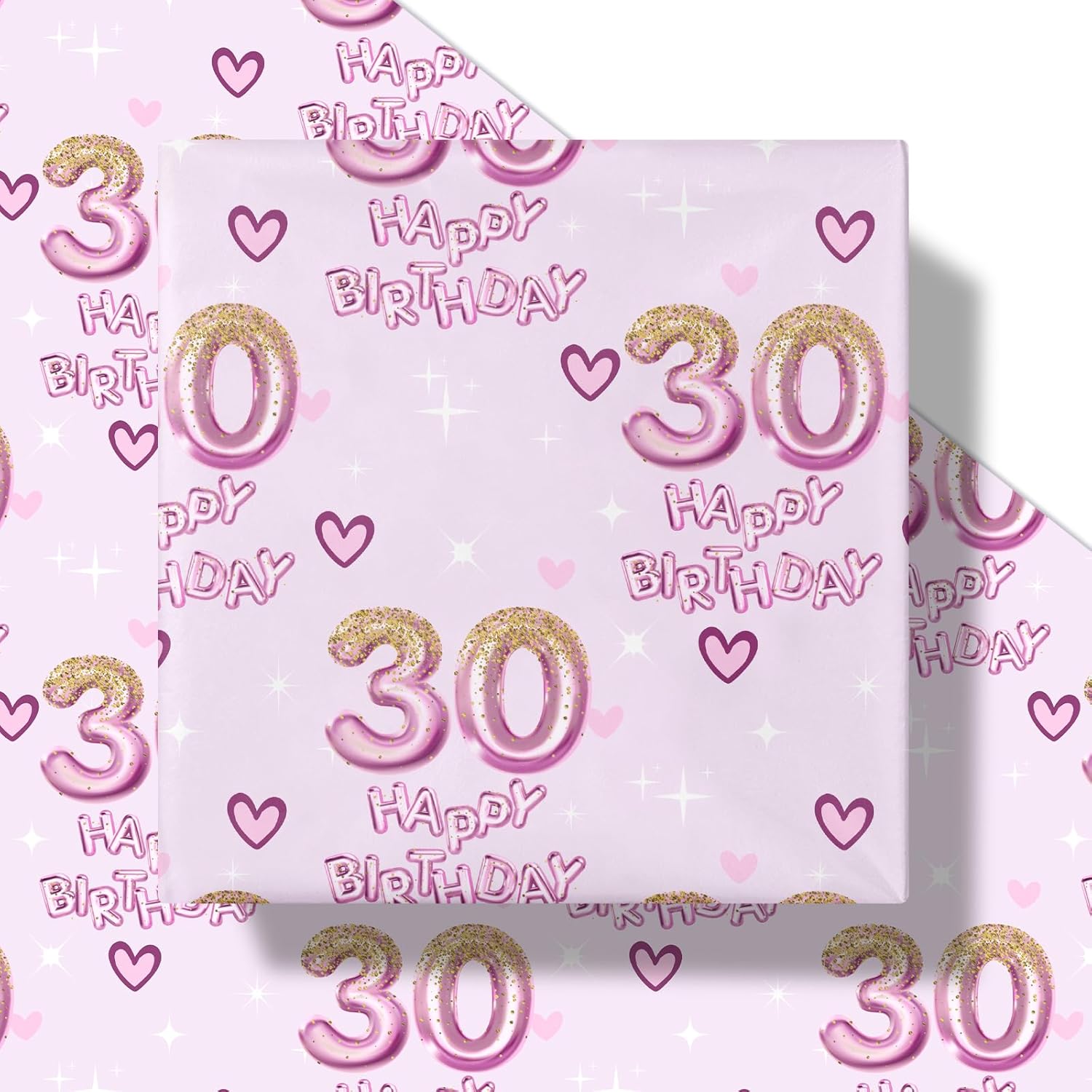 IYFFDFE-30th Birthday Wrapping Paper Women Girls, Hearts and Pink ...