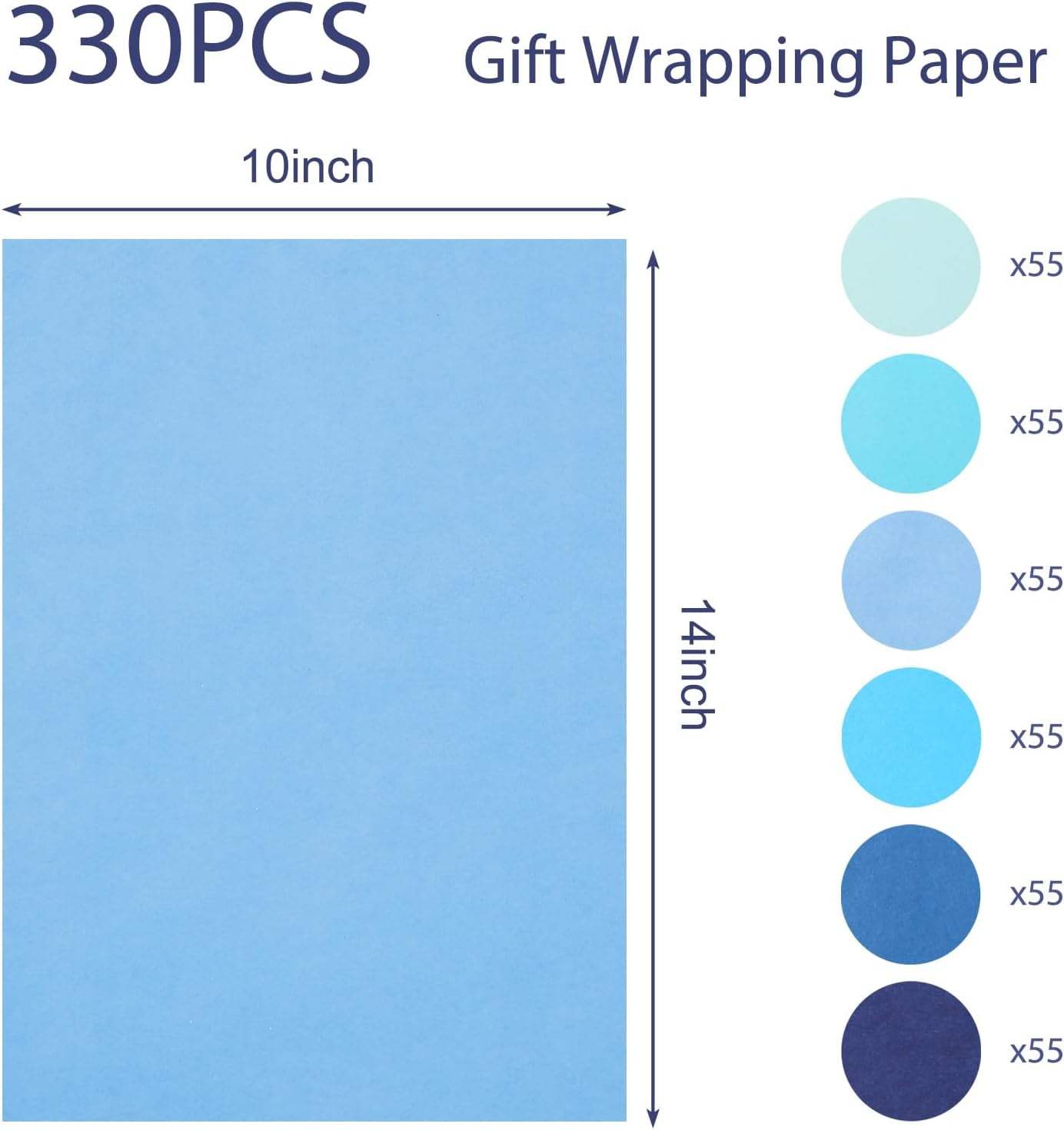 IYFFDFE-330 Sheets Blue Tissue Paper, 14x10 Inch Gift Wrapping Tissue ...