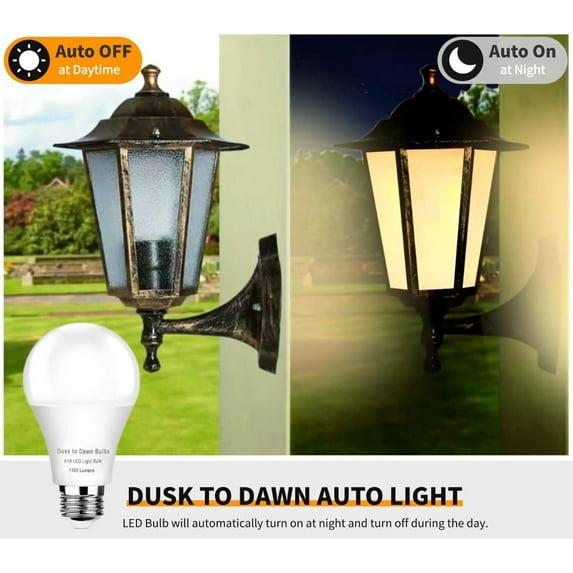 IYFFDFE-4 Pack Dusk to Dawn LED Light Bulbs 10W(75W Equivalent), 3000K ...