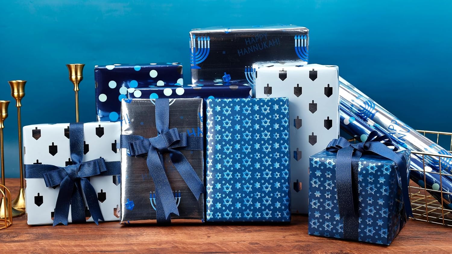 IYFFDFE-4-Pack Hanukkah Theme Gift Wrap Design, Chanukah Roll 17.5" X ...