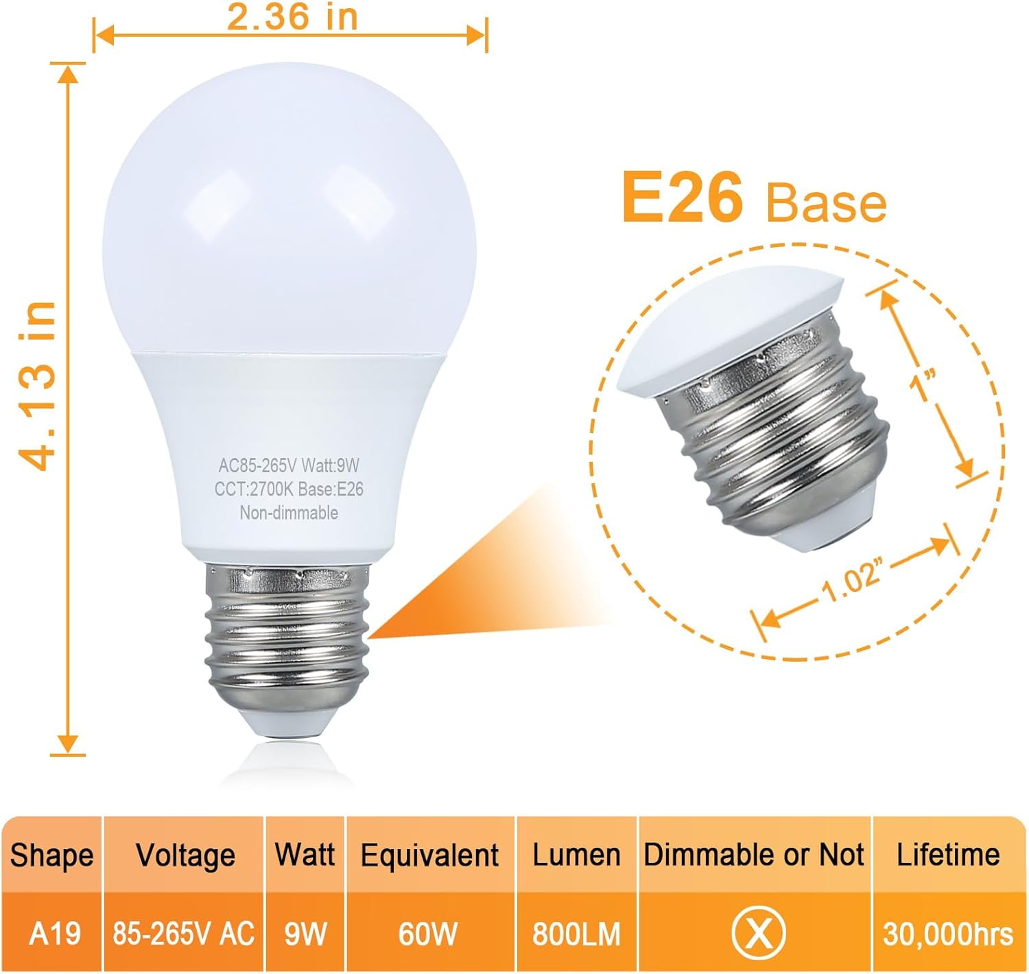 IYFFDFE-4 Pack LED Light Bulbs 60 watt Equivalent, Warm Light Bulbs ...
