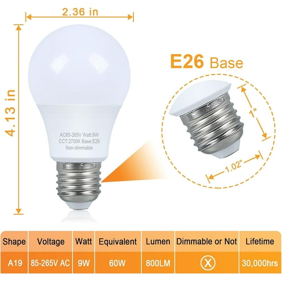 IYFFDFE-4 Pack LED Light Bulbs 60 watt Equivalent, Warm Light Bulbs ...