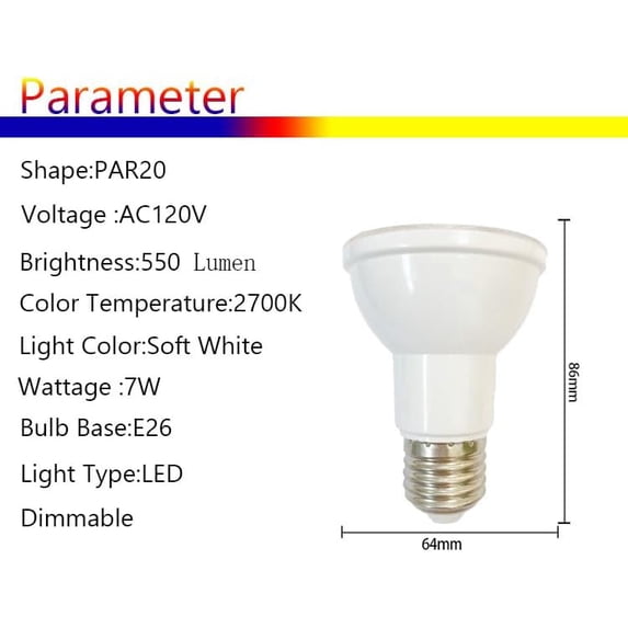 IYFFDFE-4-Pack PAR20 LED Bulbs, Flood Light CRI90 50W Equivalent 7W ...