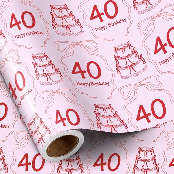 IYFFDFE-40th Birthday Wrapping Paper Roll for Women, Mini Roll ...
