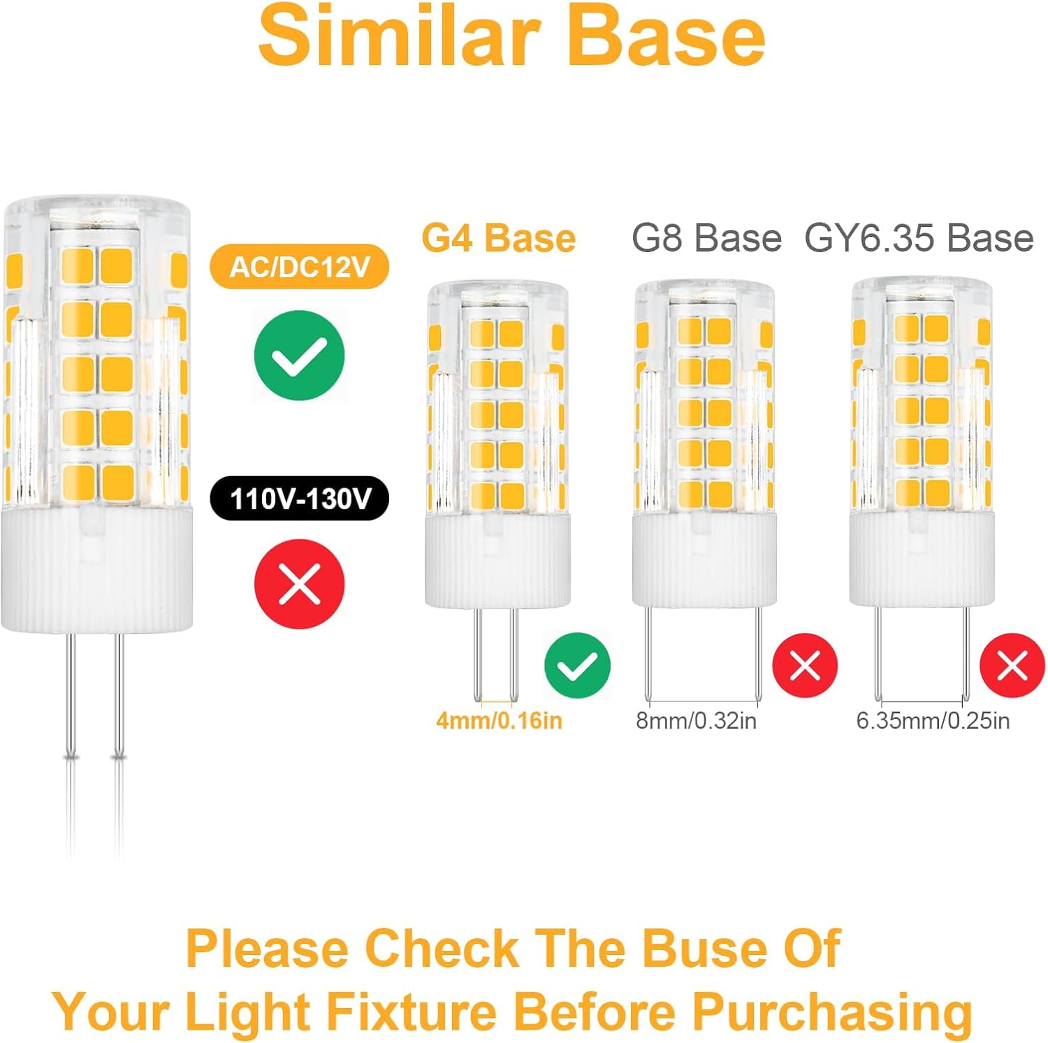 IYFFDFE-5 Pack G4 12V LED Light Bulbs, 4W (40w 30w Halogen Equivalent ...