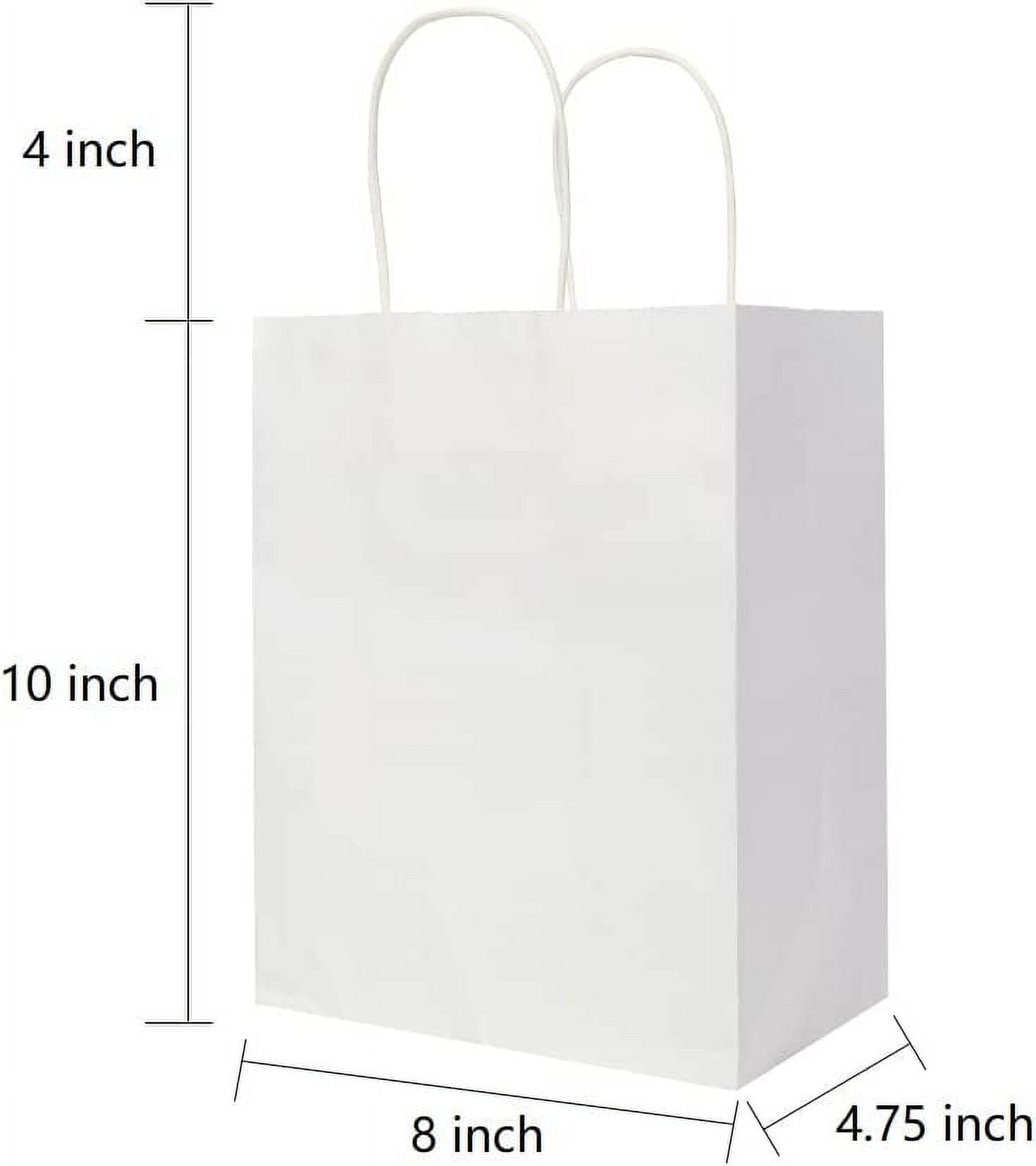 IYFFDFE-50 Pack 8x4.75x10 Inch Medium White Kraft Paper Bags with ...
