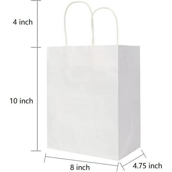 IYFFDFE-50 Pack 8x4.75x10 Inch Medium White Kraft Paper Bags with ...