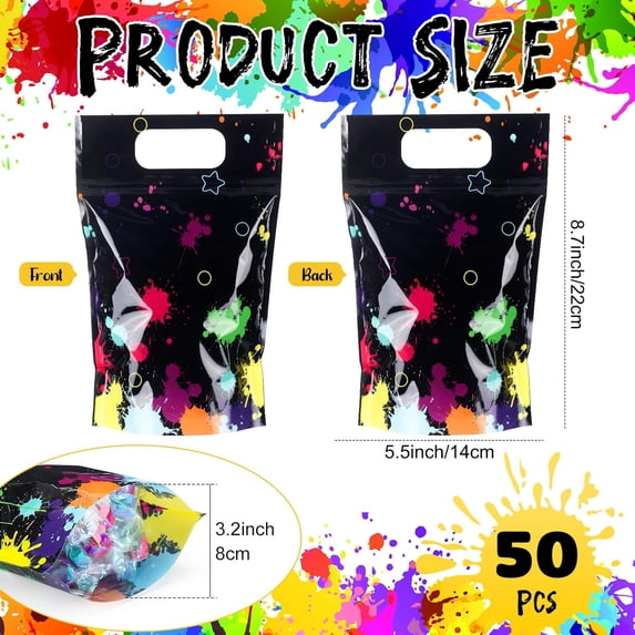 IYFFDFE-50 Pcs Neon Party Zip Lock Bags Clear Glow in the Dark Sealing ...