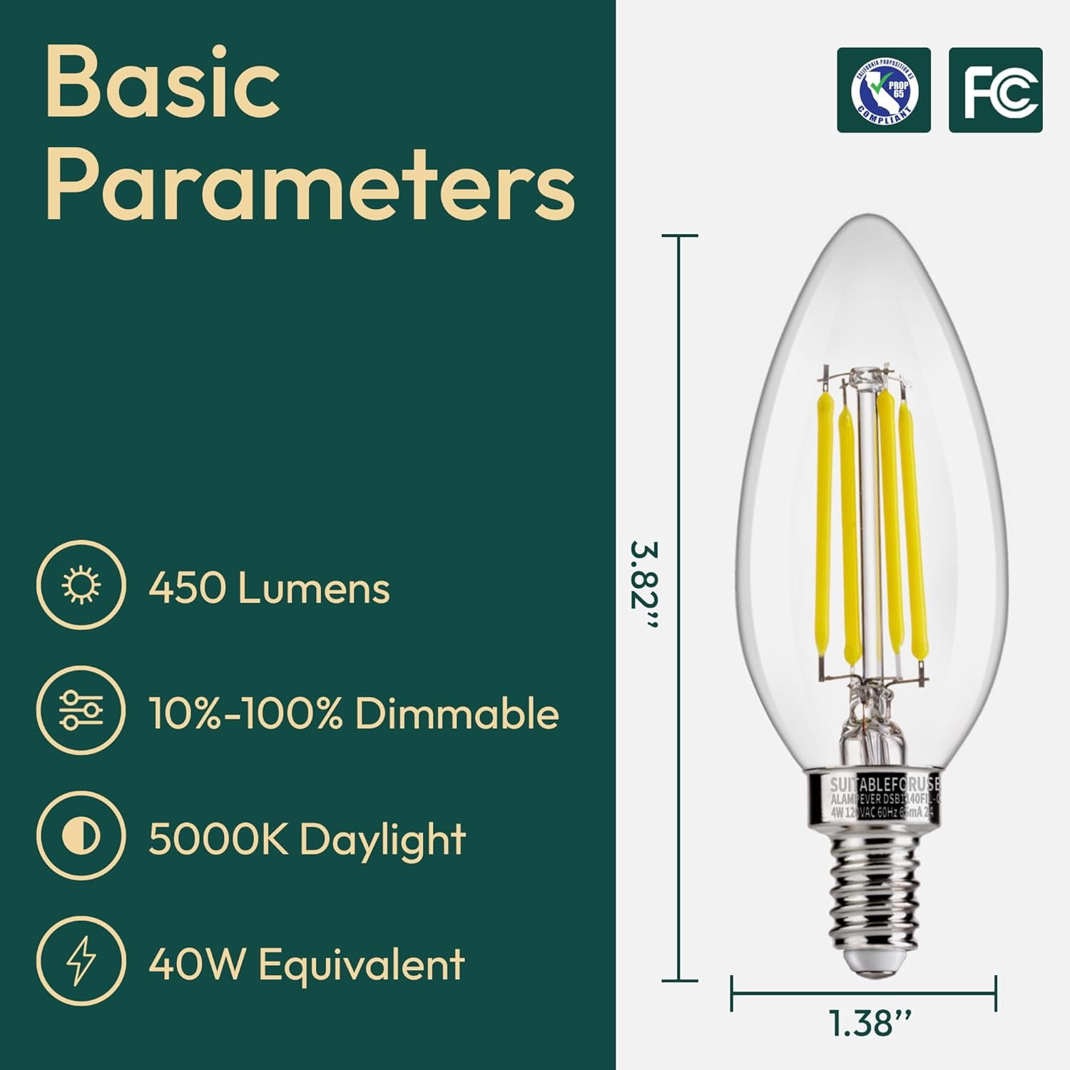 IYFFDFE-6 Pack Chandelier Light Bulbs 40W Equivalent, E12 Candelabra ...