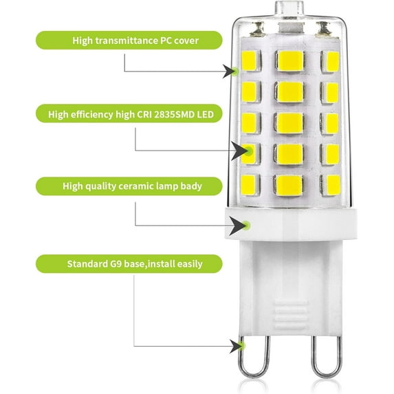 IYFFDFE-6 Pack G9 LED Bulb 4W Equivalent 40 Watt, No Flicker LED G9 ...