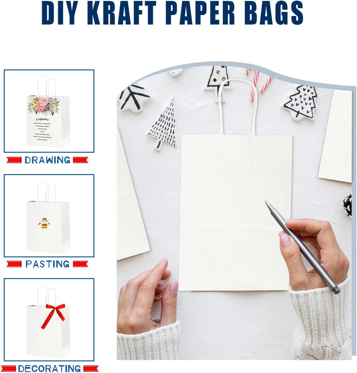IYFFDFE-60-Pack Small Size Gift Paper Bags with Handles Bulk 8.3"x6"x3 ...