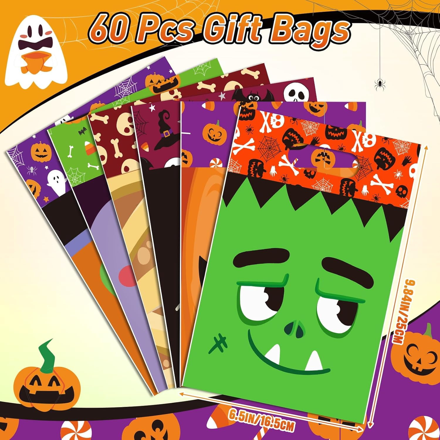 IYFFDFE-60 Pcs Halloween Party Gift Bags Plastic Candy Bags with ...