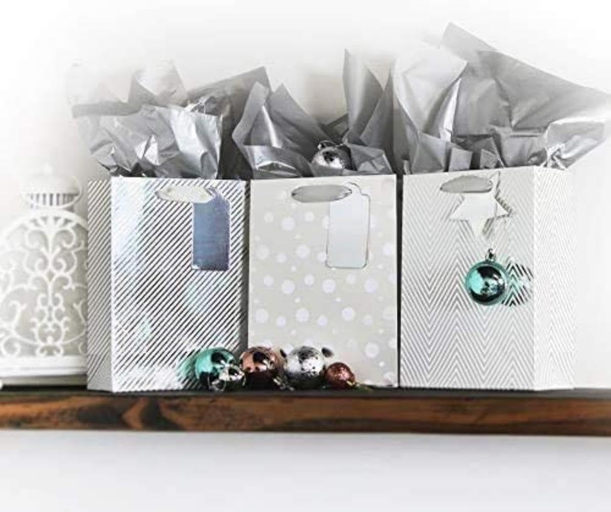 IYFFDFE-60 Sheets 26X20In Metallic Silver Foil Gift Tissue Paper Bulk ...