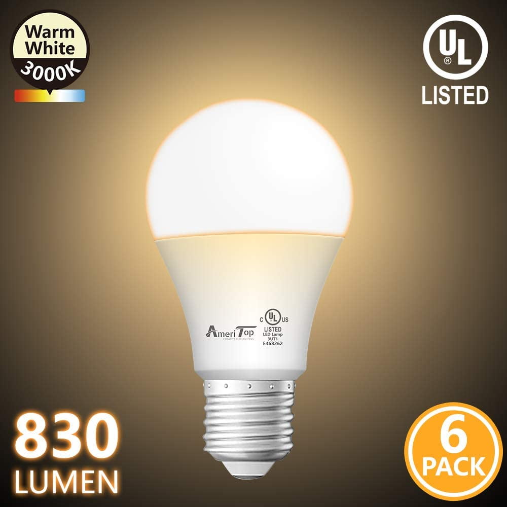 IYFFDFE-A19 LED Light Bulbs- 6 Pack, Efficient 9W(60W Equivalent) 830 ...