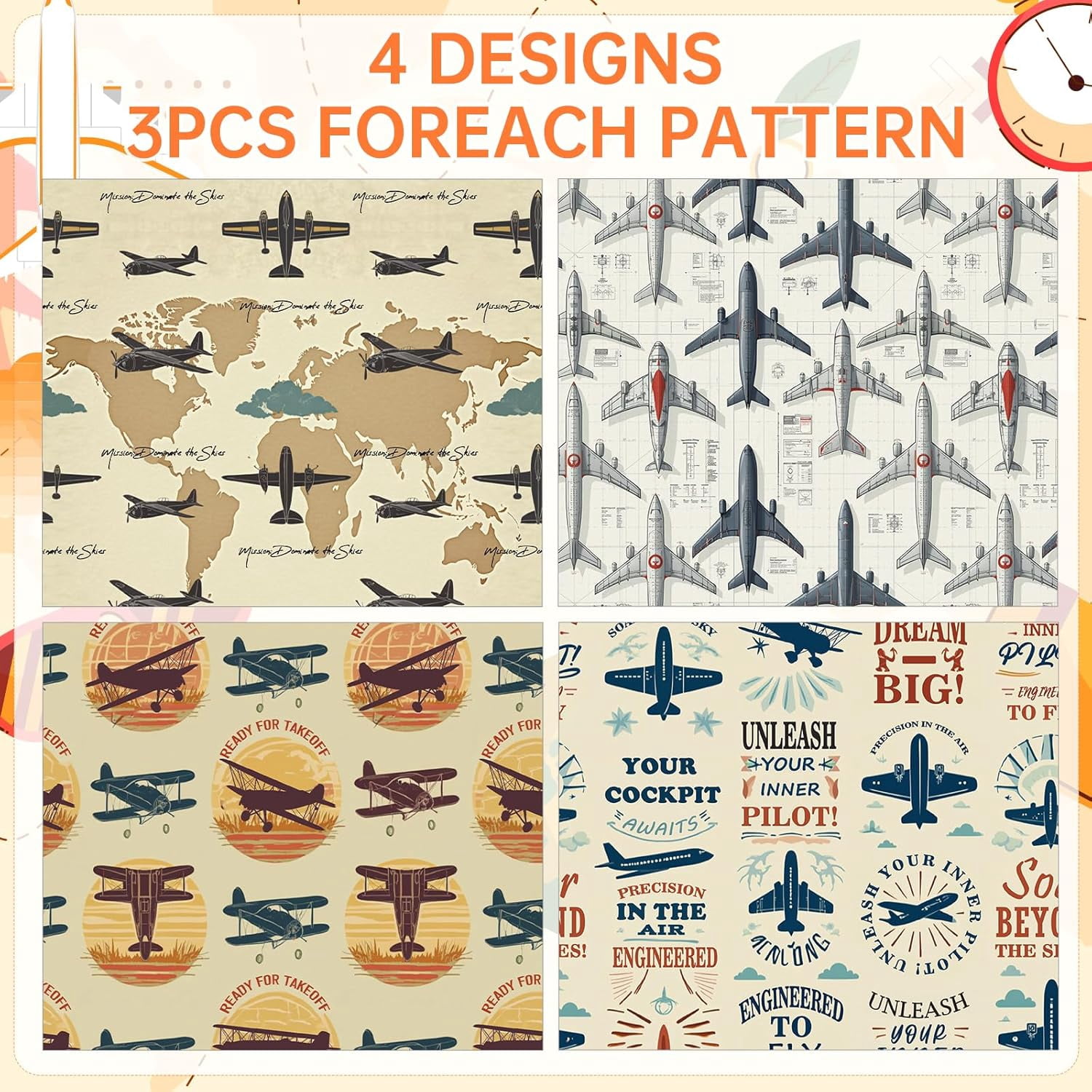 IYFFDFE-Airplane Wrapping Paper 12 Sheets Fighter Jet Military Airplane ...