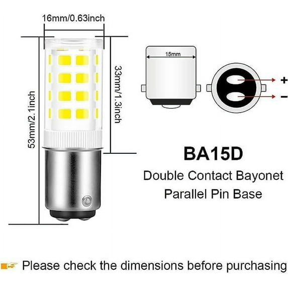 IYFFDFE-BA15D LED Double Contact Bayonet Base 120 Volts 4W BulbDaylight ...