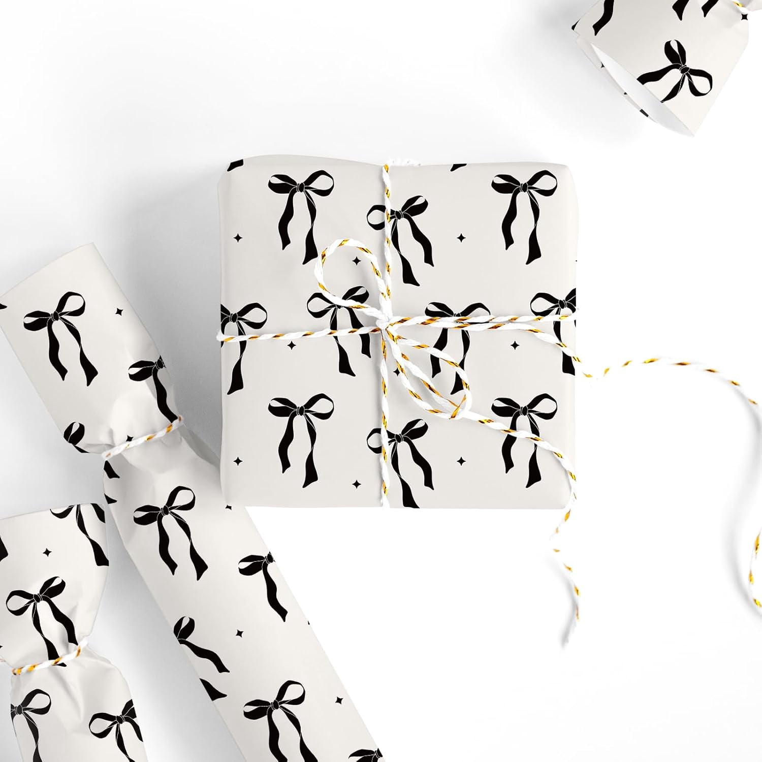 IYFFDFE-Black Bow Wrapping Paper -Mini Roll- 17In x 32.8Ft Cute ...