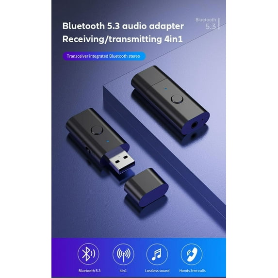 IYFFDFE-Bluetooth 5.3 Transmitter Receiver, 3.5mm Aux Wireless USB ...