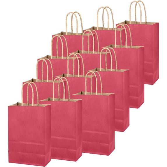 IYFFDFE-Bright Pink Gift Bag with Handles Bulk 24Pcs Paper Bags -8.3"x6 ...