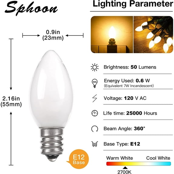 IYFFDFE-C7 Candelabra Led Light Bulbs, Small Night Light Bulb, 0.6 Watt ...