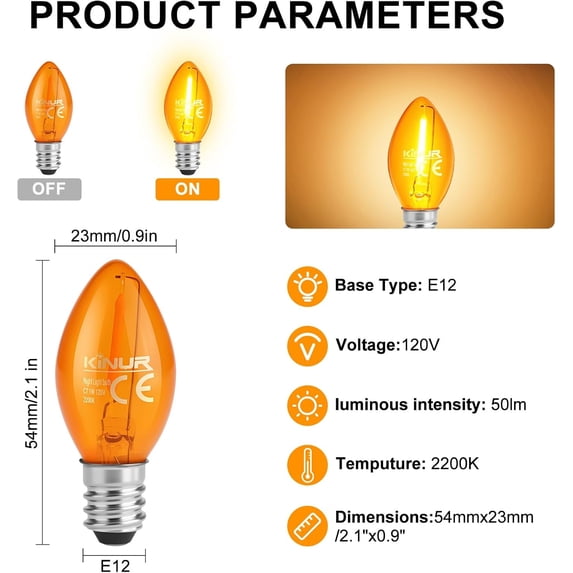 IYFFDFE-C7 LED Bulbs, led Night Light Bulb E12 Candelabra Base Amber ...