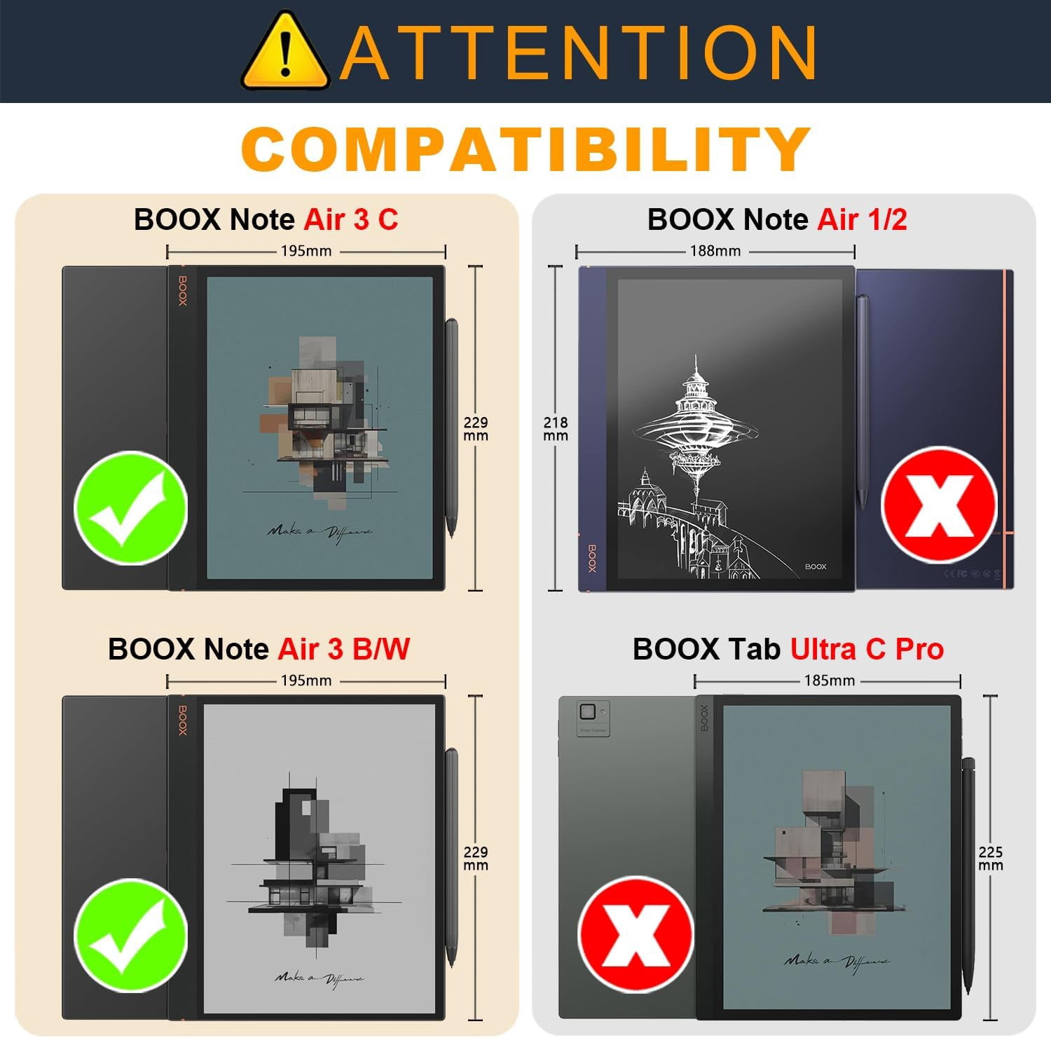 IYFFDFE-Case for BOOX Tablet Note Air 4 C/Note Air 3 C and B/W E Ink ...
