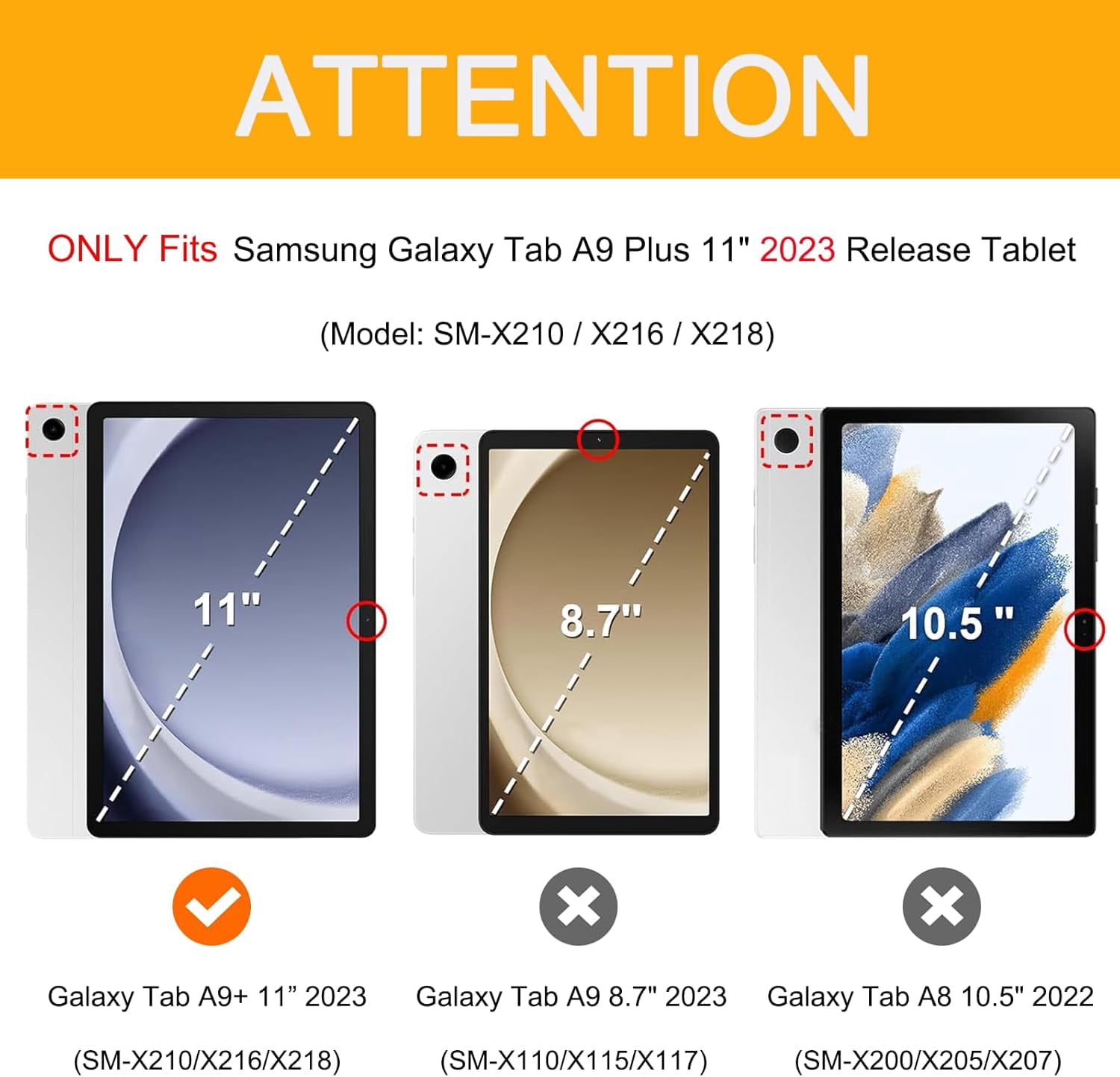 IYFFDFE-Case for Galaxy Tab A9 Plus 11 Inch 2023, Slim Protective Stand ...