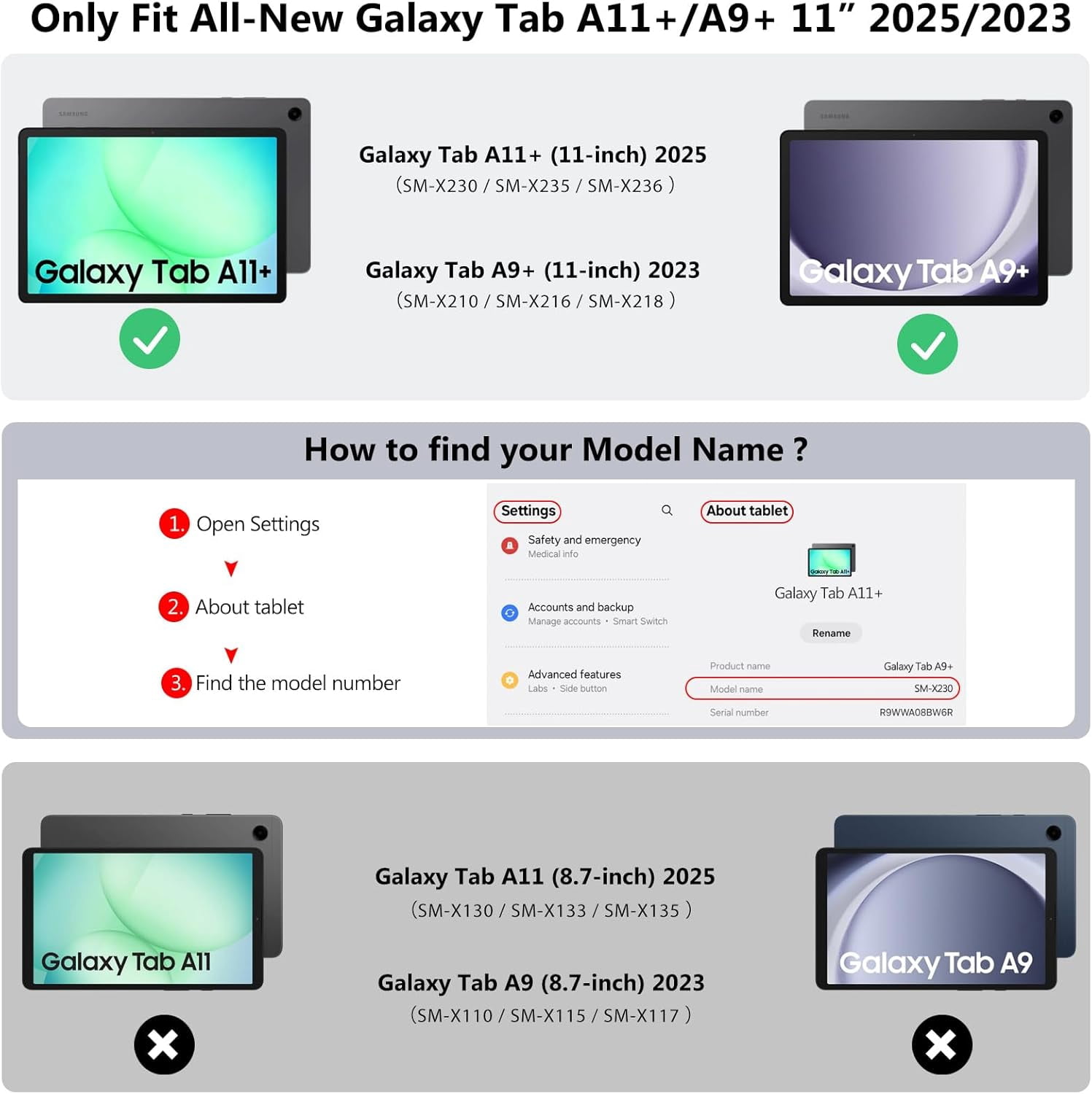 IYFFDFE-Case for Samsung Galaxy Tab A11+ Plus/A9+ Plus 11 Inch (2025/ ...