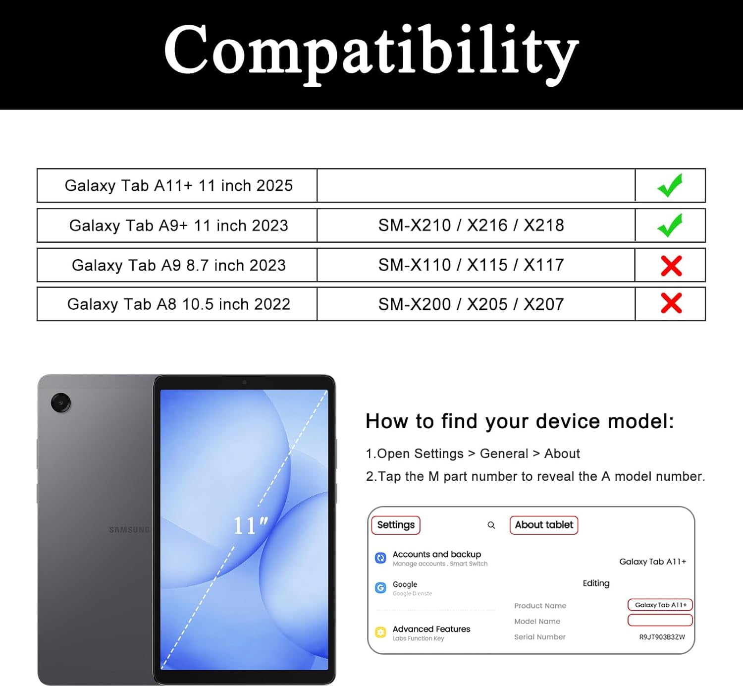 IYFFDFE-Case for Samsung Galaxy Tab A11 Plus/A9 Plus(2025/2023), Multi ...