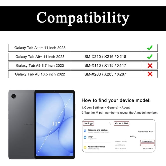 IYFFDFE-Case for Samsung Galaxy Tab A11 Plus/A9 Plus(2025/2023), Multi ...